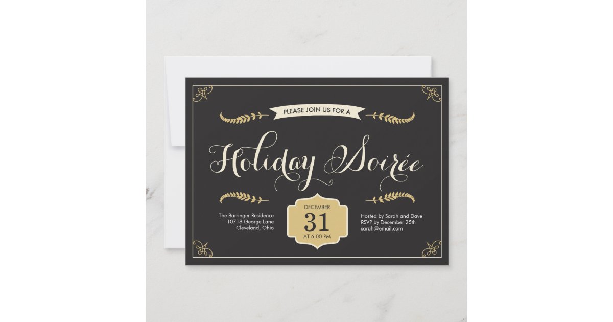 Stylish Soiree Holiday Party Invitation | Zazzle