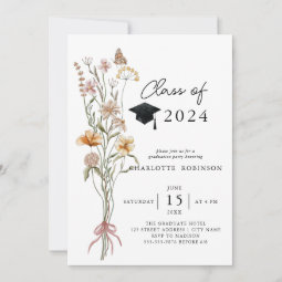 Stylish Spring Wildflower Graduation Party Photo Invitation | Zazzle