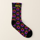 Stylish | STAR OF DAVID | Monogram Black Hanukkah Socks | Zazzle