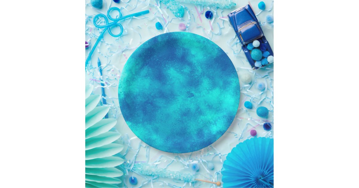 Stylish Storm cloud effect Blue Paper Plates | Zazzle