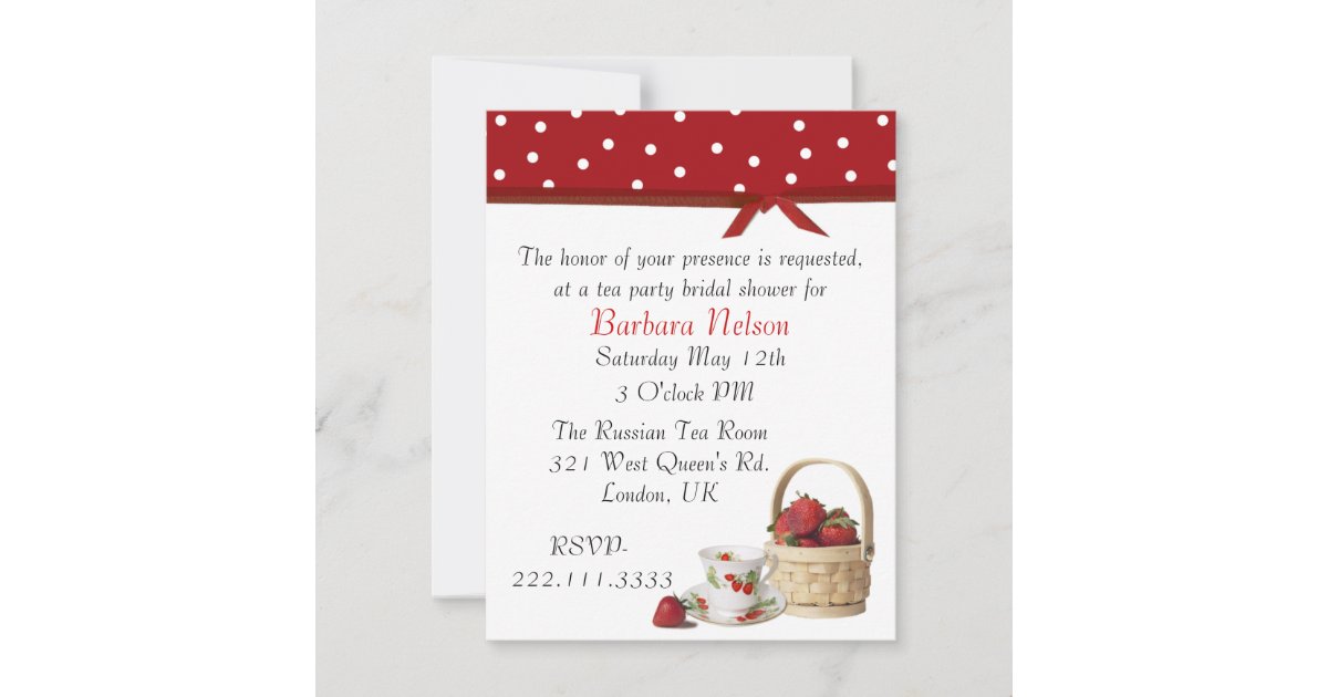 Stylish Strawberries Tea Party Invitation | Zazzle