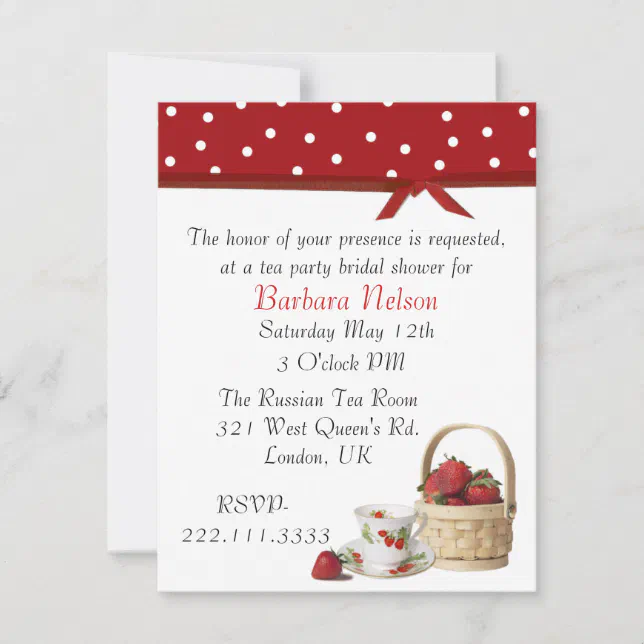 Stylish Strawberries Tea Party Invitation | Zazzle