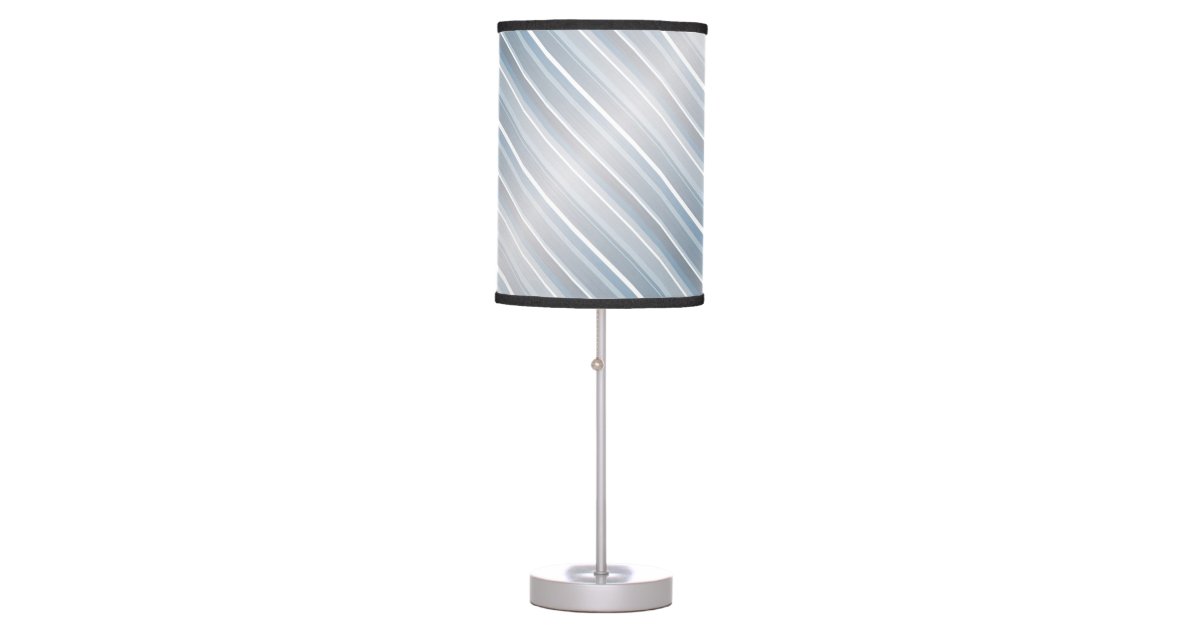 Stylish striped gray-blue table lamp | Zazzle