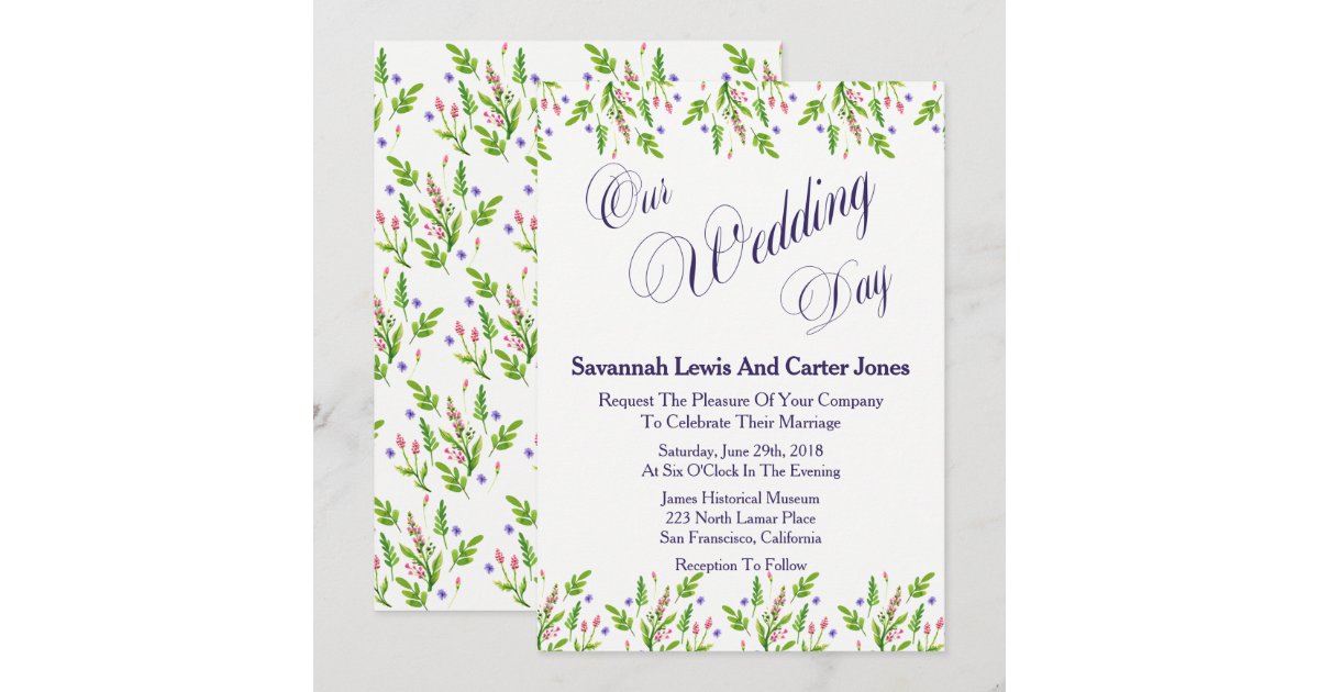 Stylish Summer Flowers Wedding Invitation | Zazzle