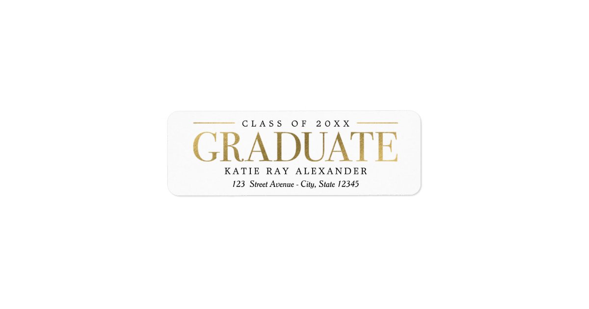 Stylish Tag Graduation Return Address Label | Zazzle