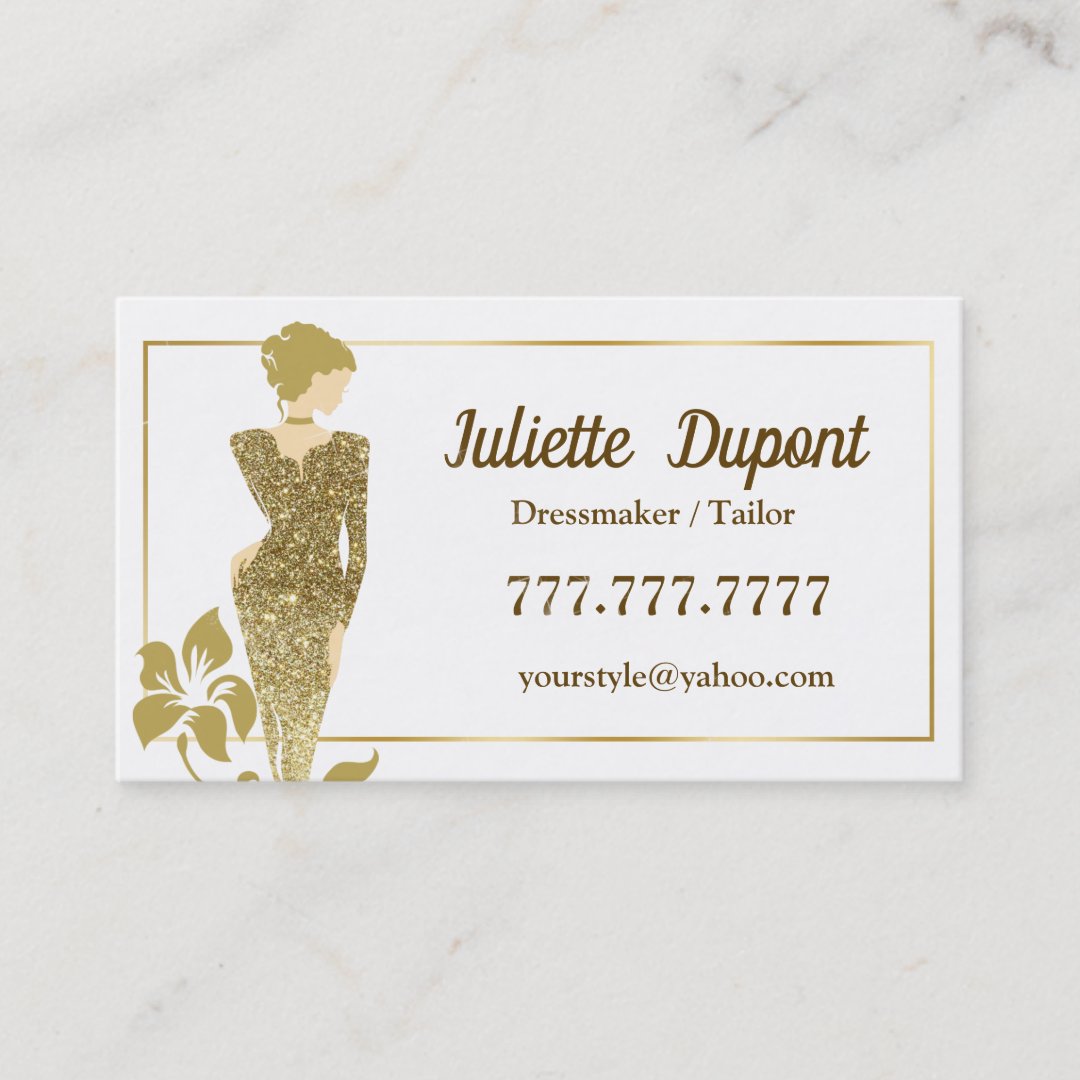 Stylish Tailor Dressmaker gold Business Card | Zazzle