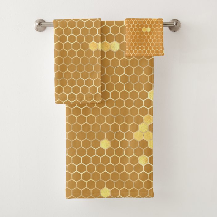 Stylish Tan Gold Honeycomb Bath Towel Set | Zazzle.com