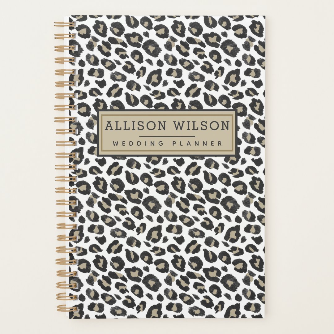 Stylish Tan Leopard Print Planner | Zazzle