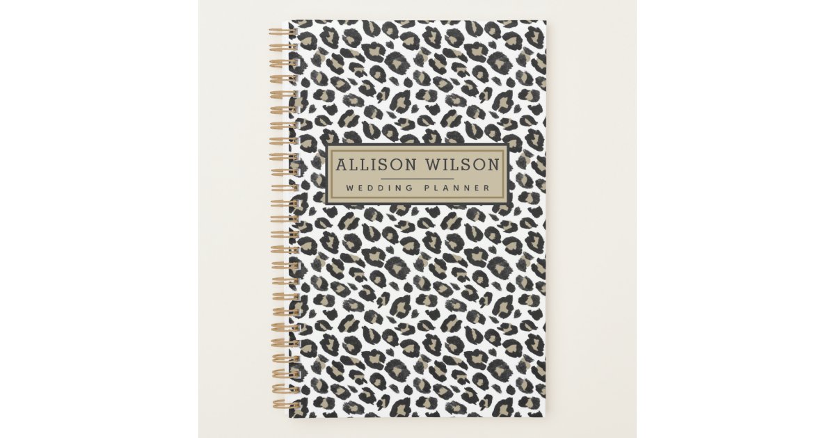 Stylish Tan Leopard Print Planner | Zazzle