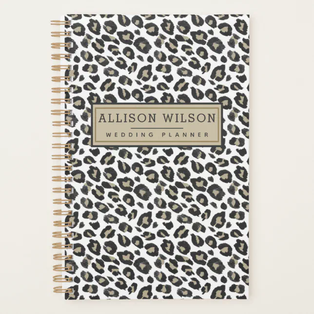 Stylish Tan Leopard Print Planner | Zazzle