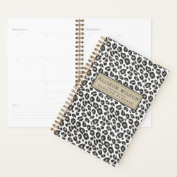 Stylish Tan Leopard Print Planner | Zazzle