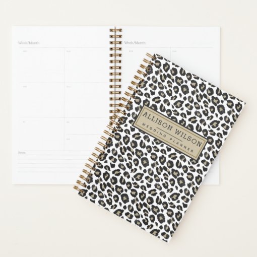 Stylish Tan Leopard Print Planner | Zazzle