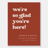 Stylish Terracotta So glad you're here Welcome Foam Board | Zazzle