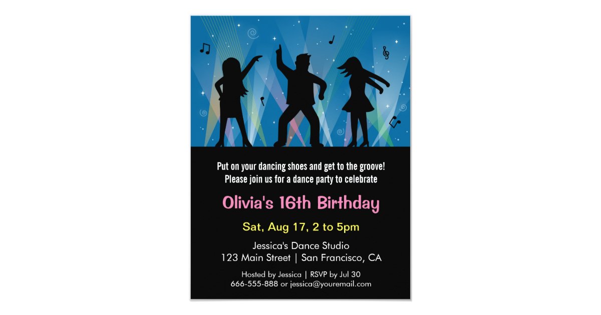 Stylish Trendy Teens Disco Dance Birthday Party Invitation | Zazzle.com