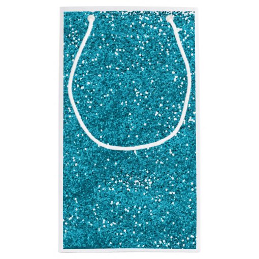 Stylish Turquoise Blue Glitter Small Gift Bag | Zazzle