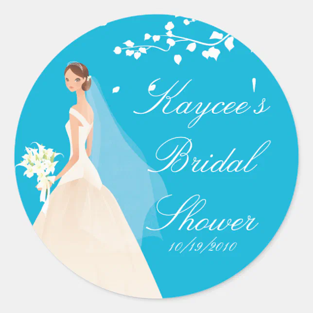 Stylish Turquoise Bride Bridal Shower Sticker | Zazzle