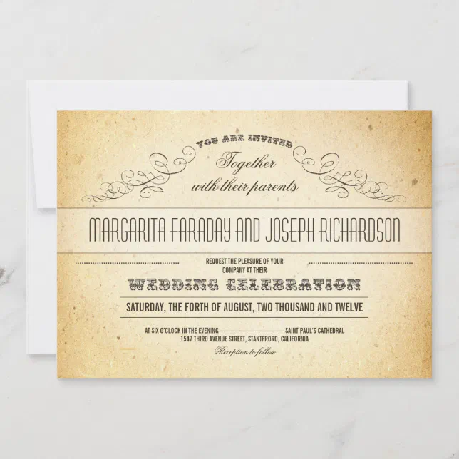 stylish typography design vintage wedding invites | Zazzle