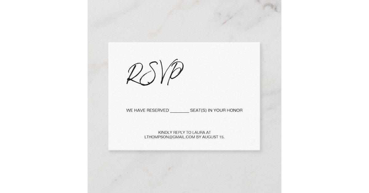 Stylish Typography Email RSVP Gold script QR code Enclosure Card | Zazzle