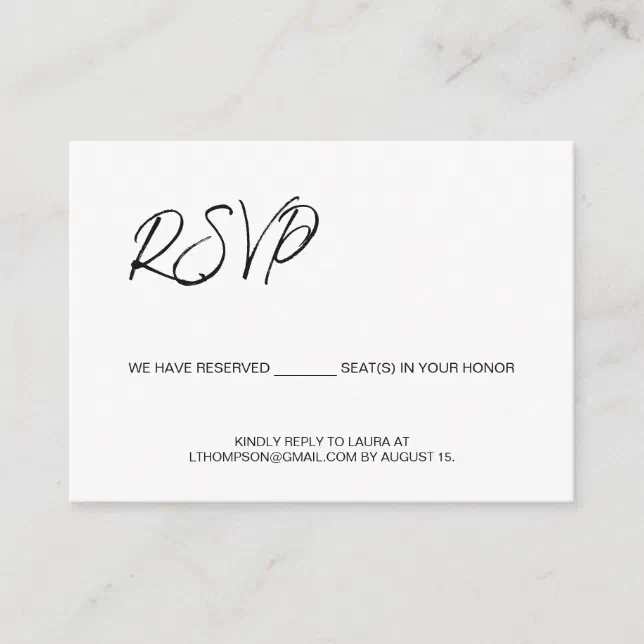 Stylish Typography Email RSVP Gold script QR code Enclosure Card | Zazzle