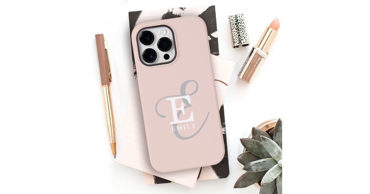 Stylish Unique Monogram Feminine Blush Pink Case-Mate iPhone Case | Zazzle