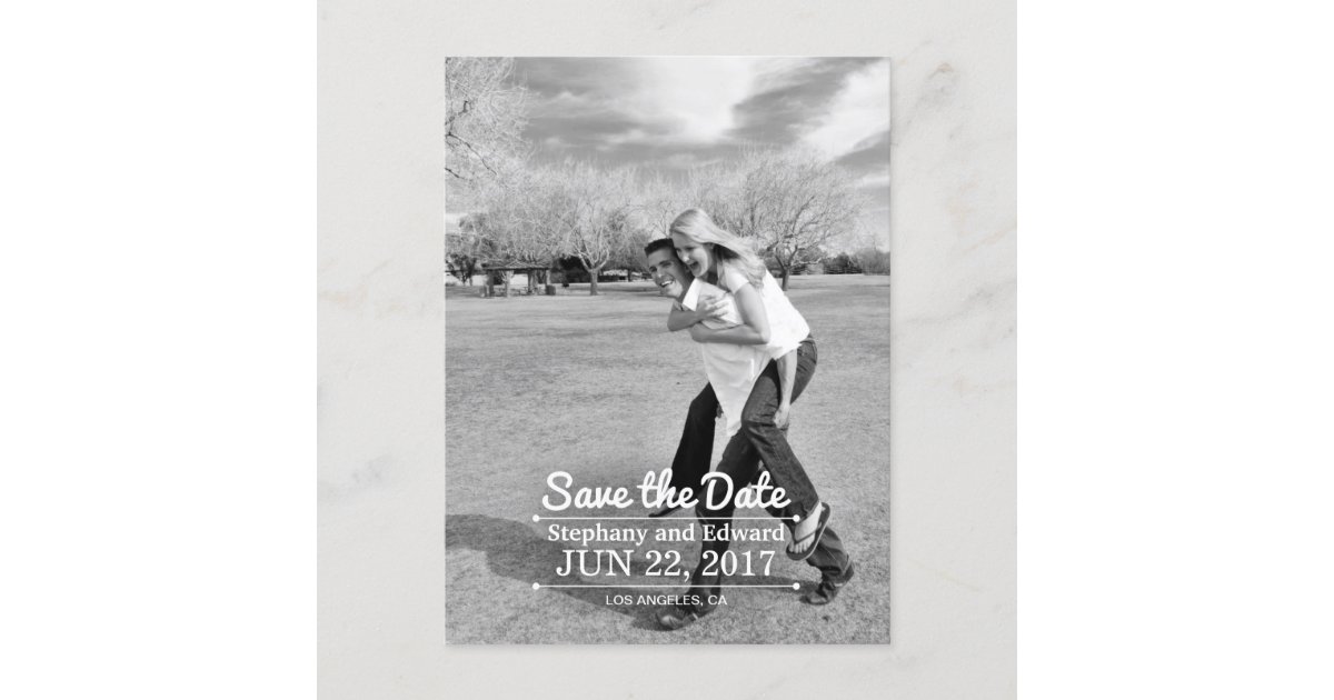 Stylish Vertical Save the Date Photo Postcard | Zazzle