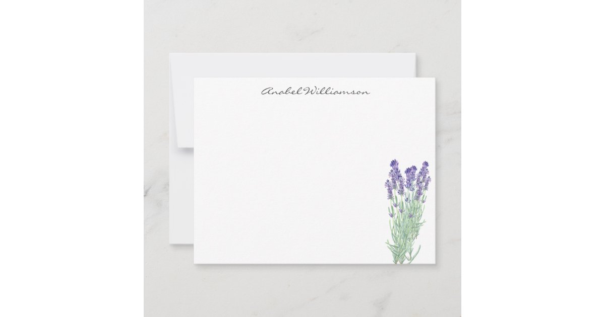 Stylish Watercolor Lavender Botanical Personalized Note Card | Zazzle