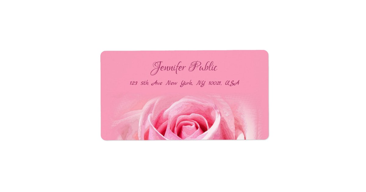 Stylish Watercolor Pink Rose Floral Plain Shipping Label | Zazzle