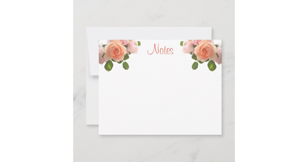 Stylish Watercolor Roses Handwriting Script Note Card | Zazzle
