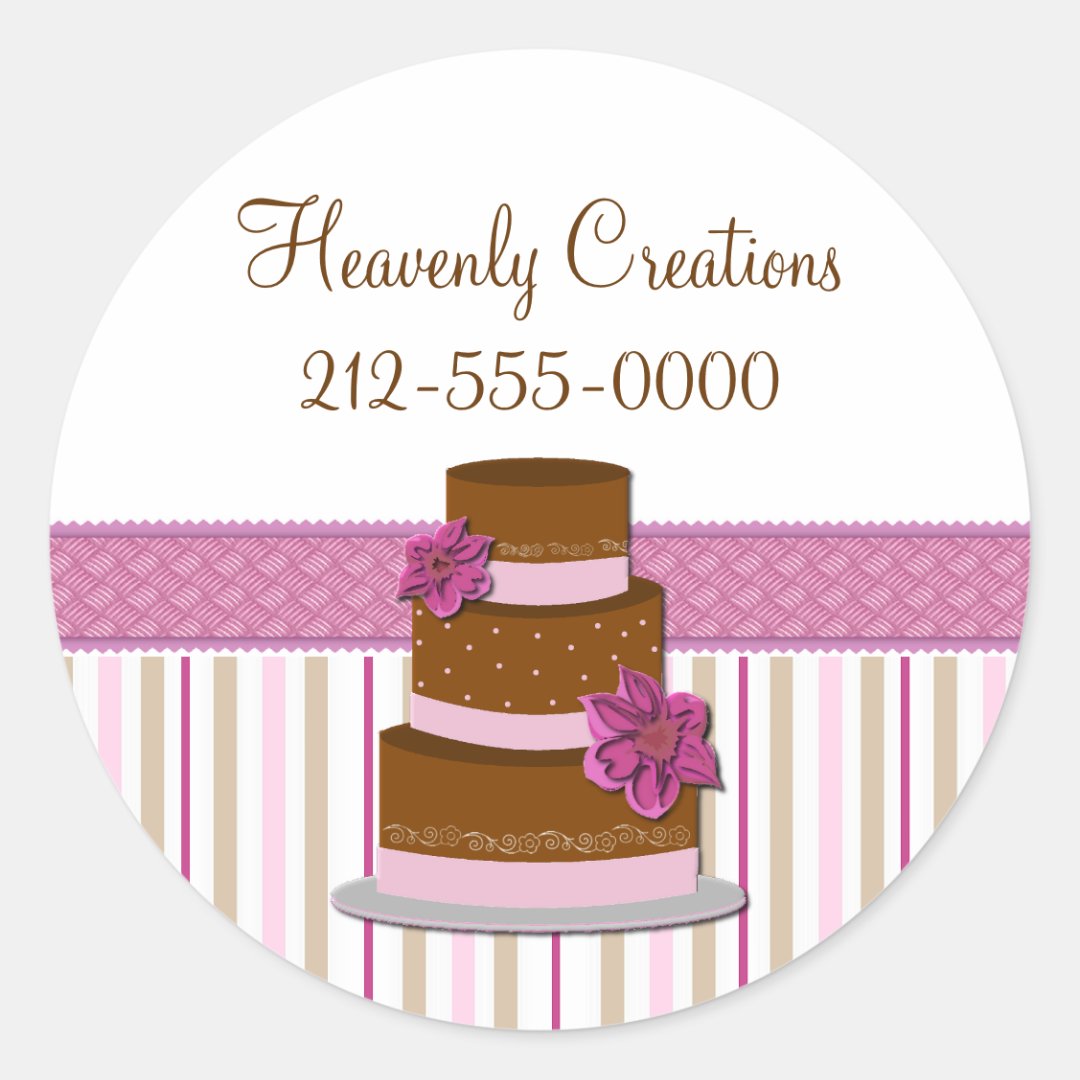 Stylish Wedding Cake Bakery Business Sticker | Zazzle