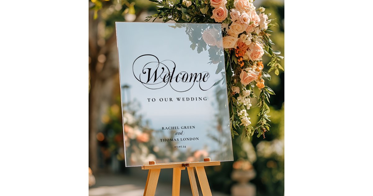 Stylish Welcome Calligraphy Wedding sign | Zazzle