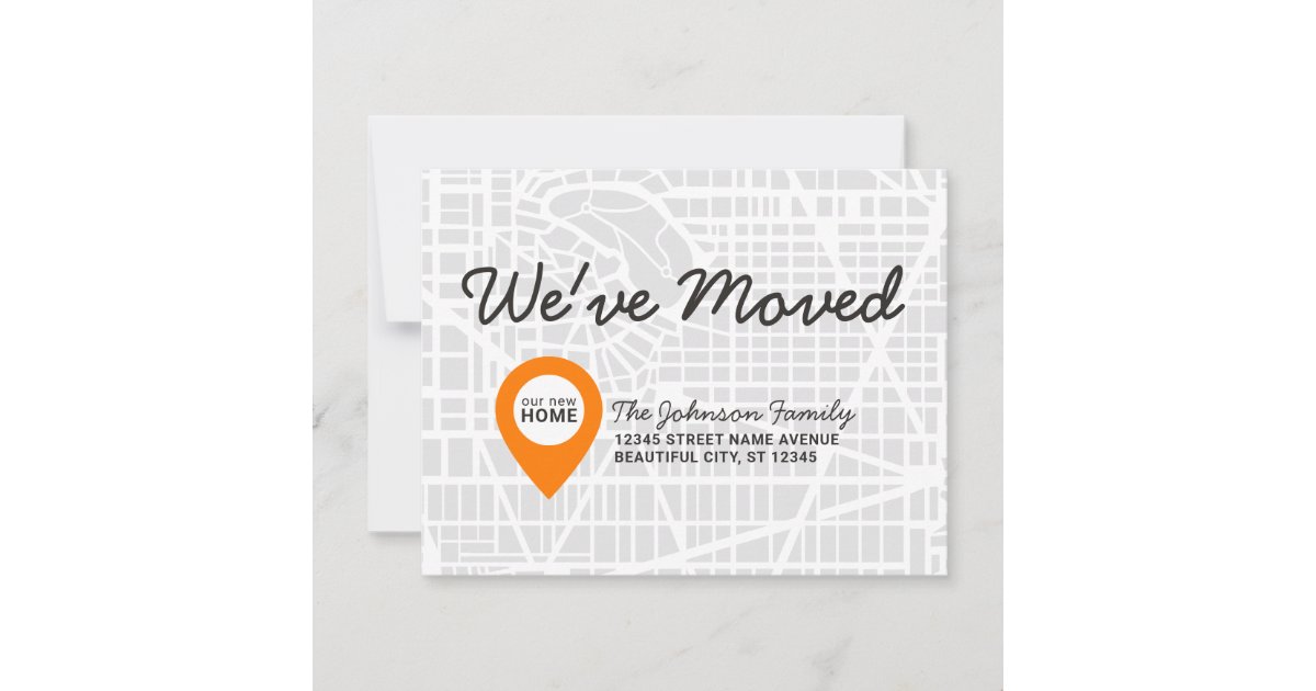 Stylish We've Moved Map Pin New Address Moving Announcement | Zazzle