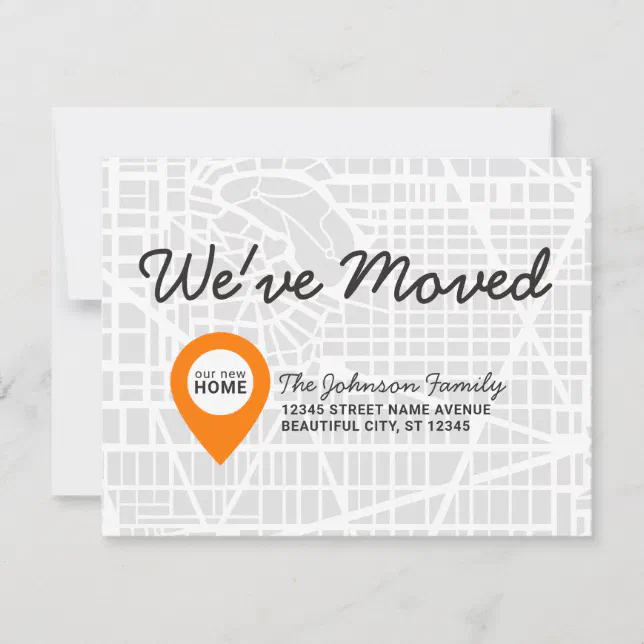 Stylish We've Moved Map Pin New Address Moving Announcement | Zazzle