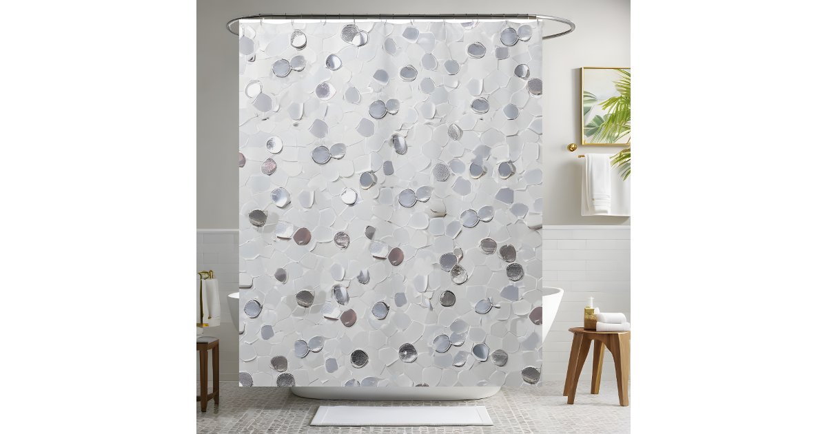 Stylish White Glitter Sequin Shower Curtain | Zazzle