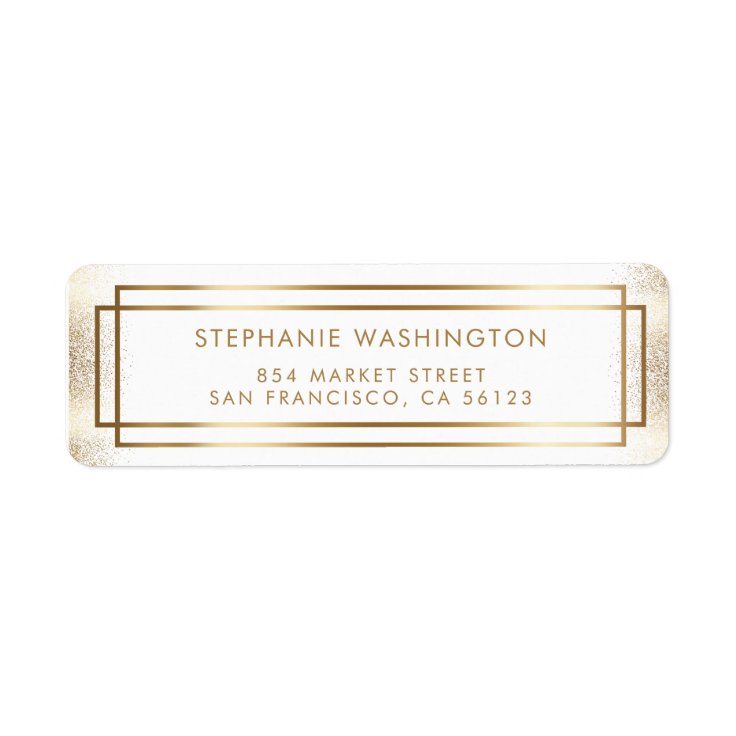 Stylish White & Gold Border Wedding Label | Zazzle