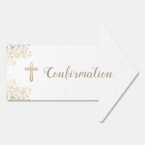 Stylish White Gold Directional Arrow Confirmation Sign | Zazzle