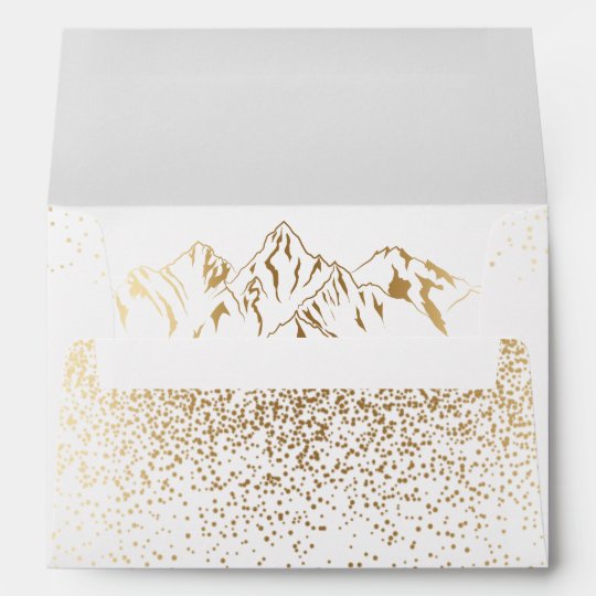 Stylish White & Gold Mountain Wedding Envelope | Zazzle.com