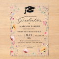 Stylish Wildflower Meadow Garden Graduation Acrylic Invitations | Zazzle