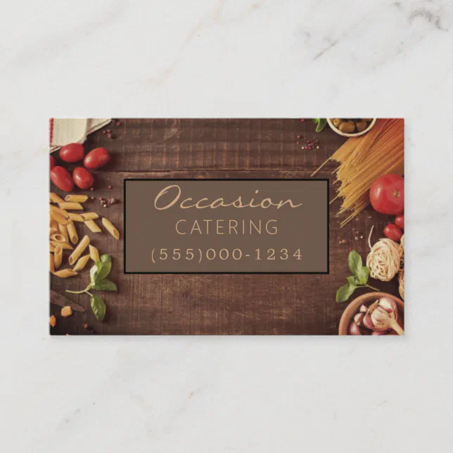 Stylish Wood Food Cutting Board Chef Catering Business Card | Zazzle