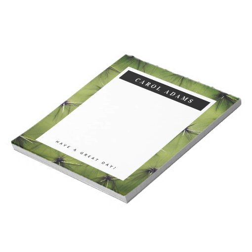 Stylish writing notepad with green cactus photo | Zazzle