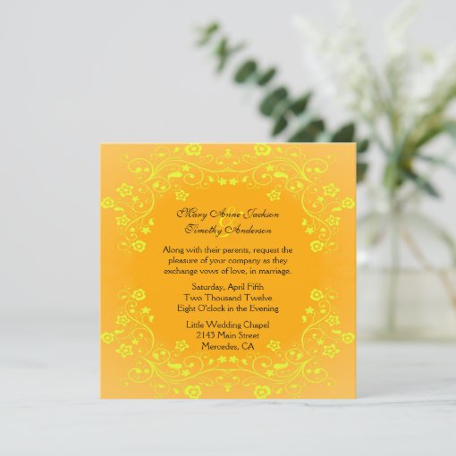 Stylish Yellow and Orange Wedding Invitation | Zazzle