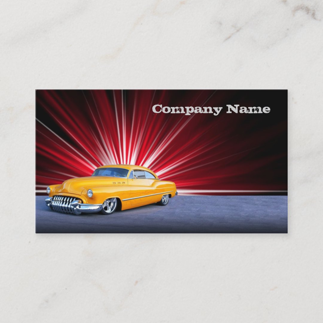 Stylish Yellow Classic Car Business Card | Zazzle