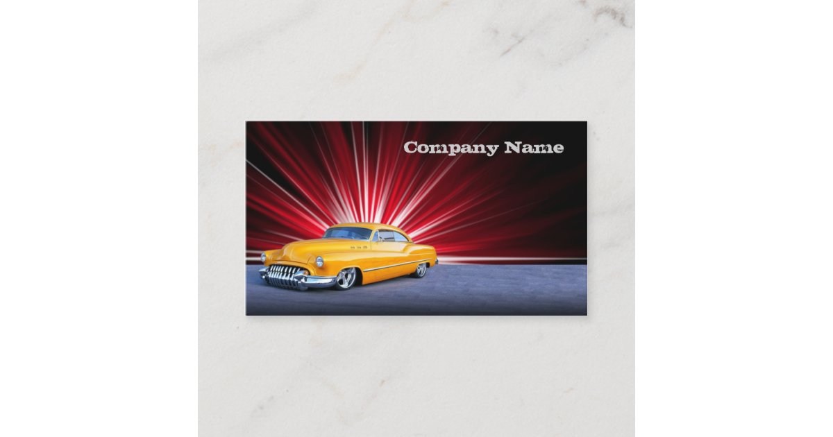 Stylish Yellow Classic Car Business Card | Zazzle