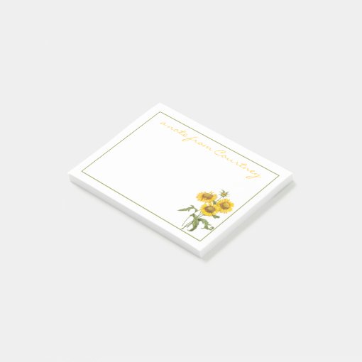 Stylish Yellow Sunflowers Personalized Post-it Notes | Zazzle