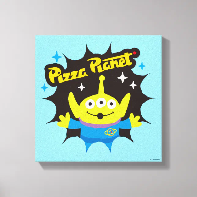 Stylized Alien Pizza Planet Badge Canvas Print | Zazzle