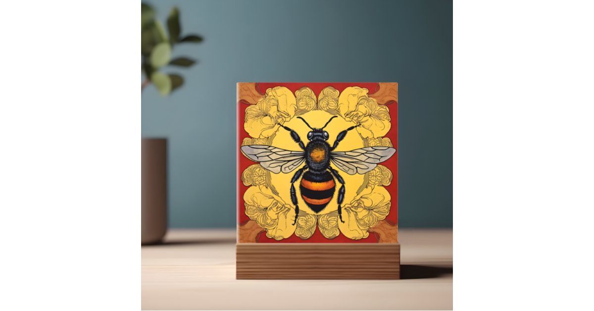 Stylized Bee Illustration - Ceramic Tile | Zazzle