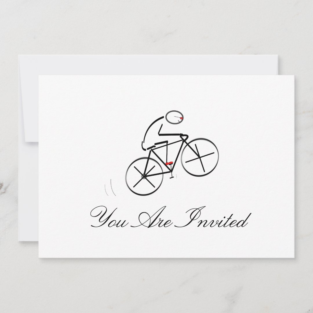 Stylized Bicyclist Design Invitation | Zazzle