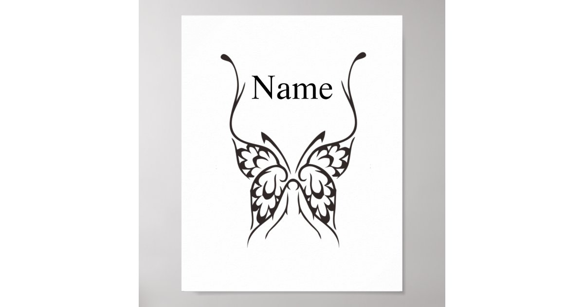 Stylized Butterfly Tattoo Thunder_Cove Poster | Zazzle