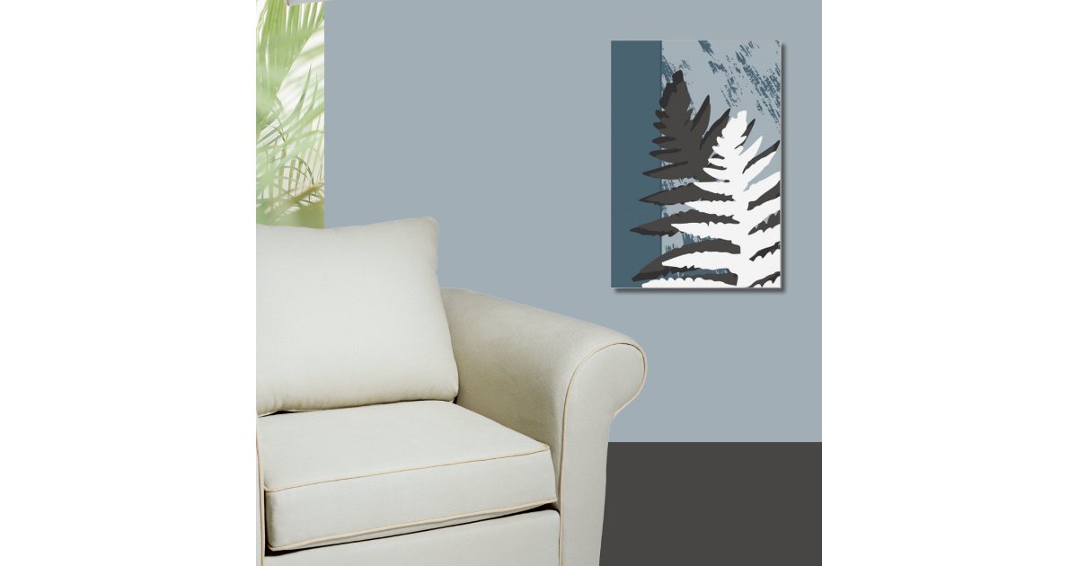 Stylized Gray Fern Leaf Poster | Zazzle