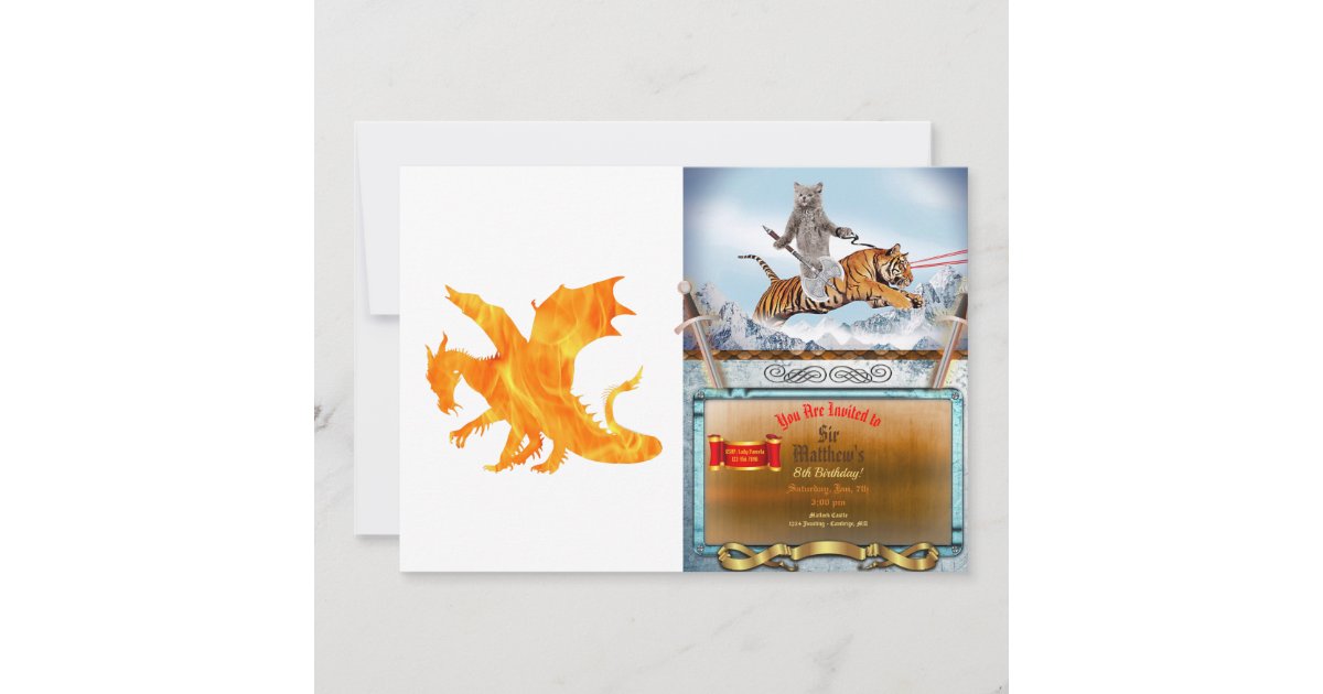 Stylized image of Dragon in flame Invitation | Zazzle