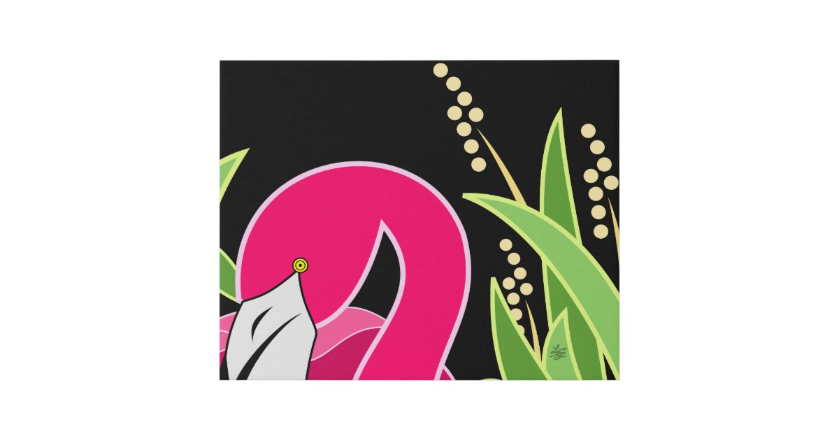 Stylized Pink Flamingo Art Faux Canvas Print | Zazzle